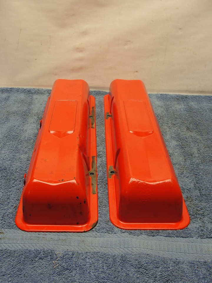 (2) Chevy 327 Valve Cover Set | Orange | Genuine OEM | Small Block ...