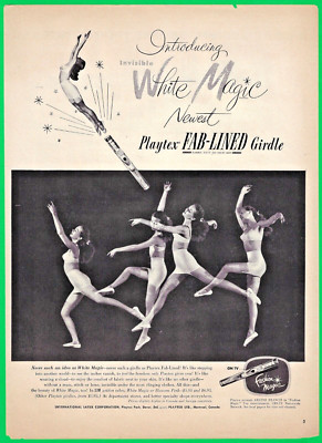 1951 PLAYTEX FAB-LINED WHITE MAGIC GIRDLE AD ~ DANCING GIRDLE GIRL | eBay