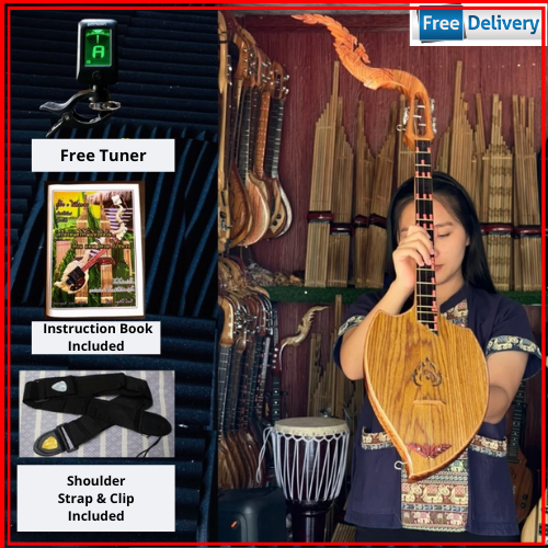 Traditional Thai-Lao Phin Acoustic Guitar Harp 3 String Isan Musical ...