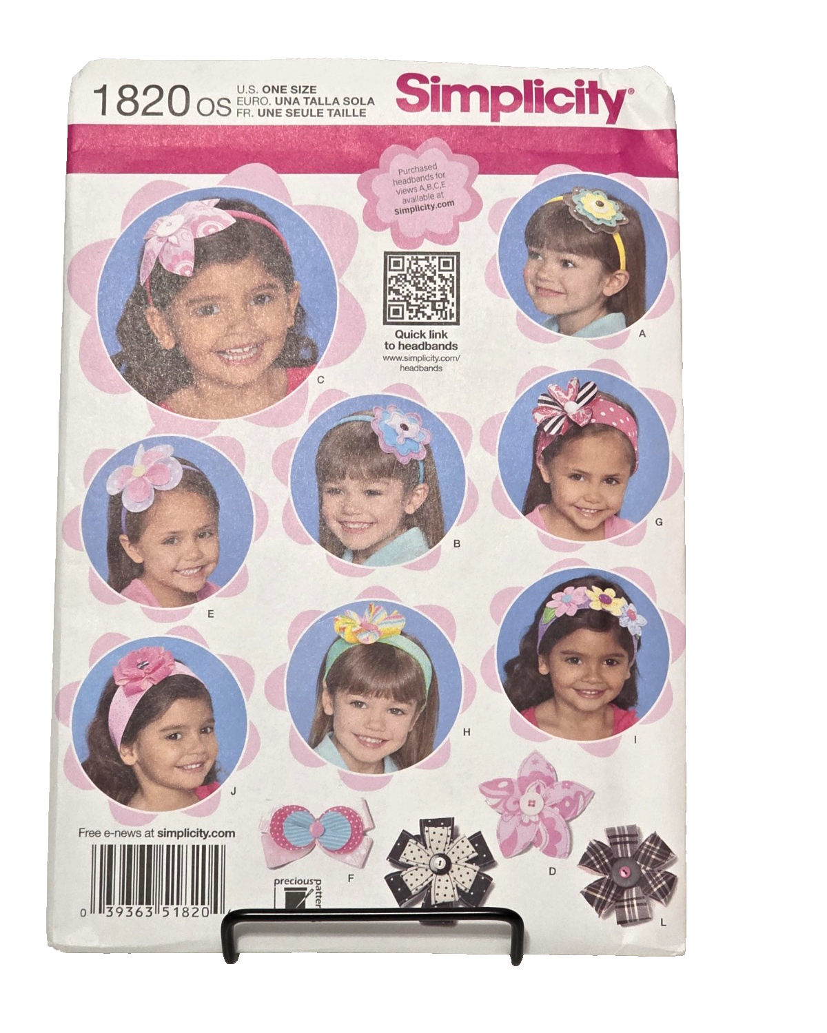 Simplicity 1820 OS Hair Accessories 12 Different Choices Uncut Factory ...