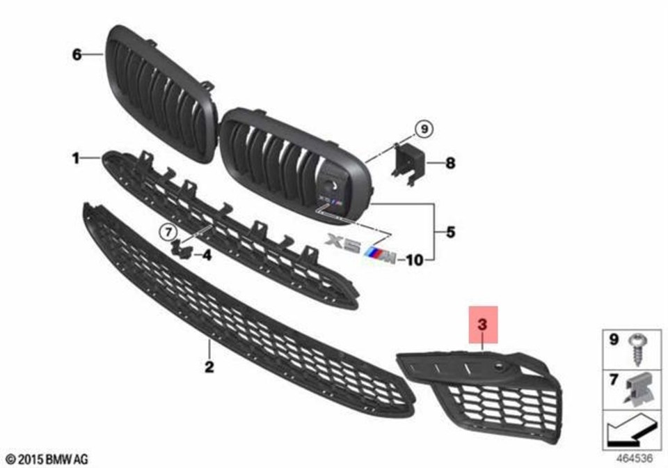 Genuine BMW X5M F85 X6M F86 Front Bumper Open Grid M Grille RH OEM ...