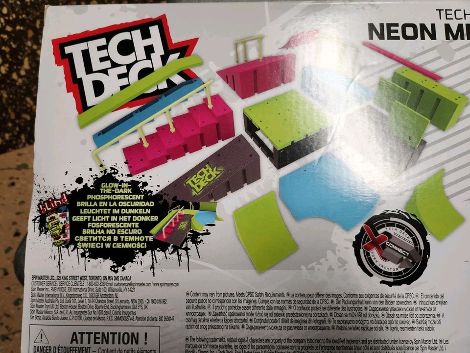 TECH DECK, Neon Mega Park X-Connect Creator, Glow-in-The-Dark ...