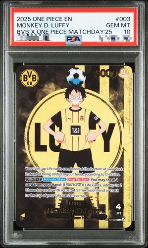 PSA 10 Monkey D Luffy ST13-003 BVB Borussia Dortmund ONE PIECE Matchday ...