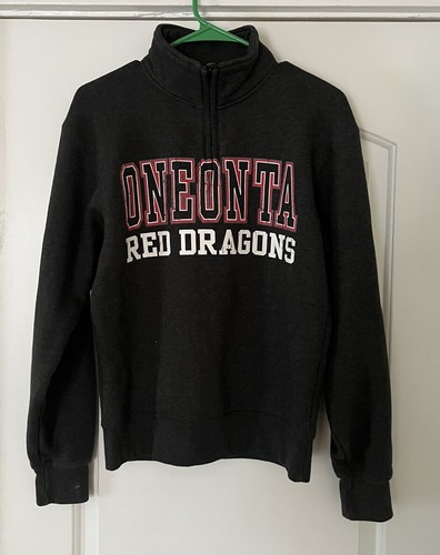 Oneonta Red Dragons Hoodie Quarter Zip Mens Size Extra Small Gray ...