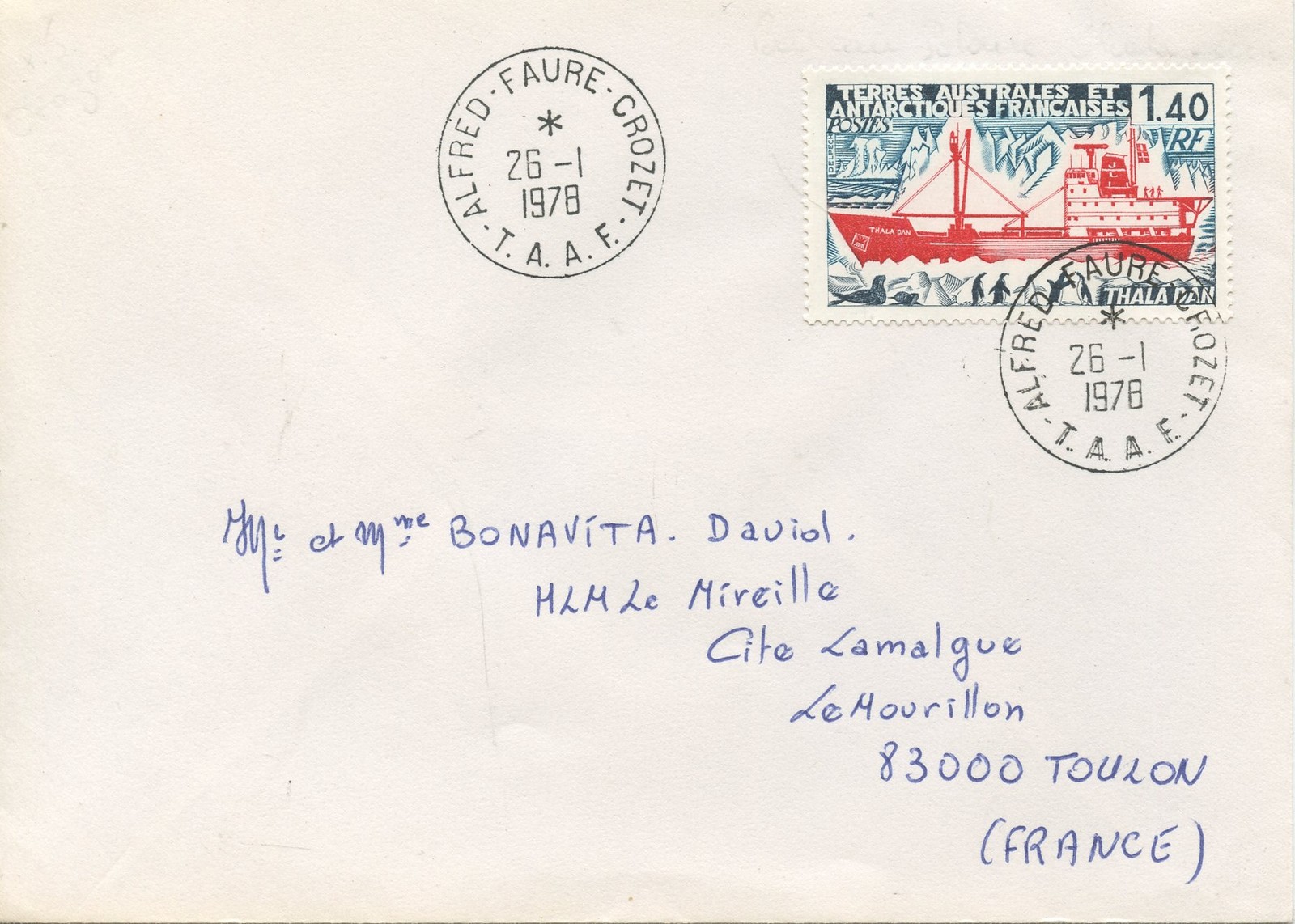 Letter T.A.A.F / Southern Lands / Alfred Faure Crozet Toulon 1978 | eBay