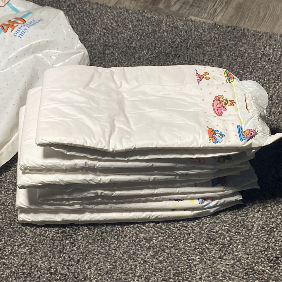 VINTAGE 90s Plastic Diapers Lot Of 6 w CVS Package Muppet Babies Ultra ...