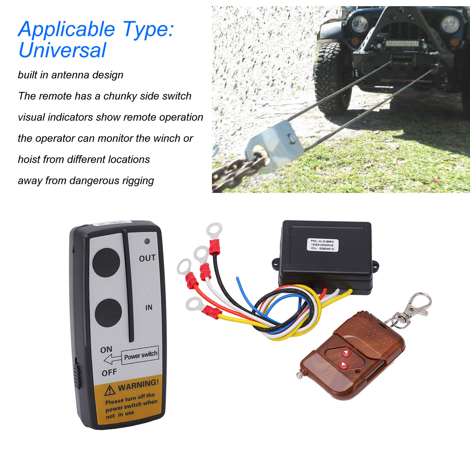 Wireless Winch Remote Control Key Receiver Kit 75ft Long Distance DC ...