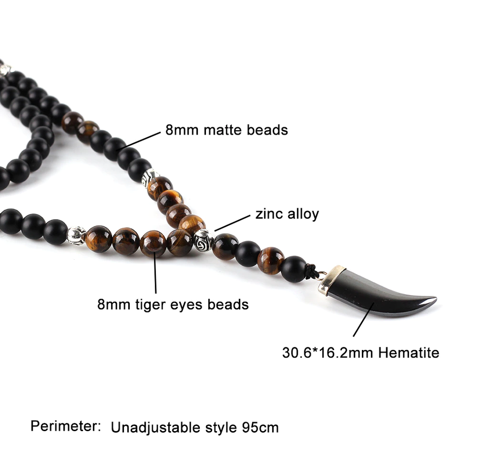 Men Jewelry Long Necklace Fashion Design Black Rope Chain Hematite ...