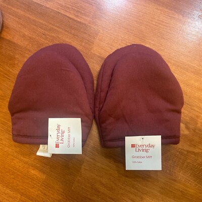 Everyday Living Two Maroon Cooking Grabber Mitt's | eBay