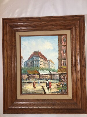 Vintage Oil Painting “street scene “ Paris Thomas Carron Signed on ...