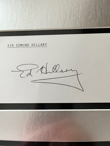 SIR EDMUND HILLARY Autograph Vintage 1963 Signed Card Museum Framed ...