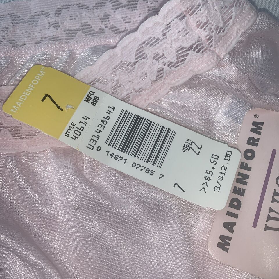 Nwt Vtg Maidenform Pink Nylon Satin Silky Sheer 7 L Granny Panties Lace