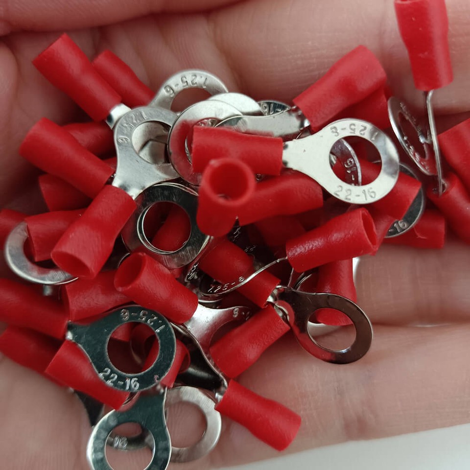 Red 22-16 Gauge Car Ground Wire Ring Terminals Lug Vinyl Connectors ...