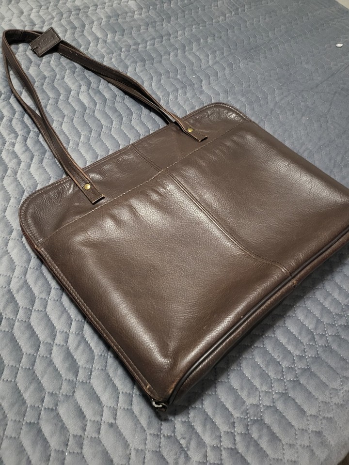 LATICO Leather Laptop Briefcase, Messenger Bag, Dk Brown, Very Good ...