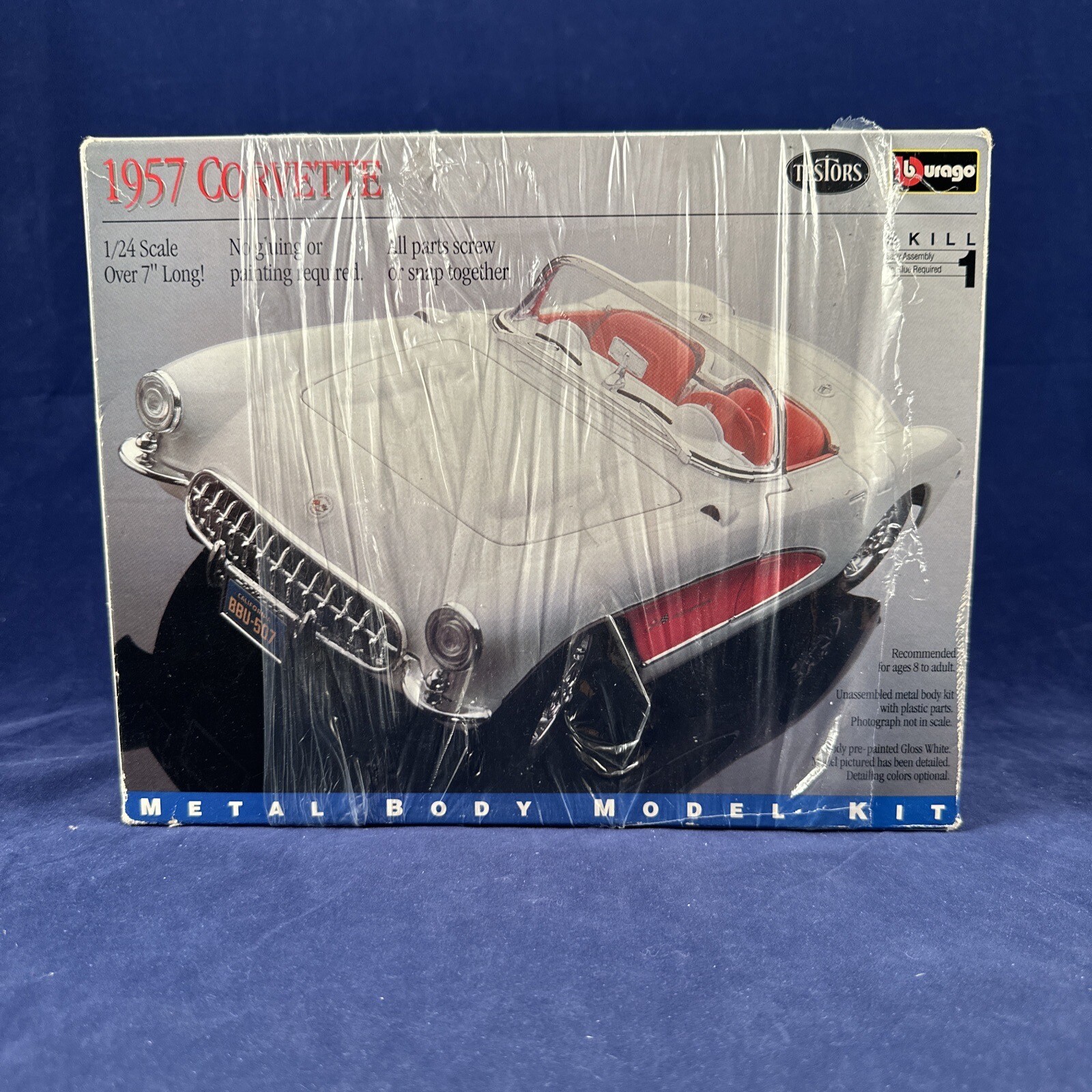 Testors 1957 White Corvette Metal Body Model Kit (1993) Skill Level 1 ...