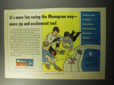 1967 Monogram Race Set Ad - It's more fun racing the Monogram way ...