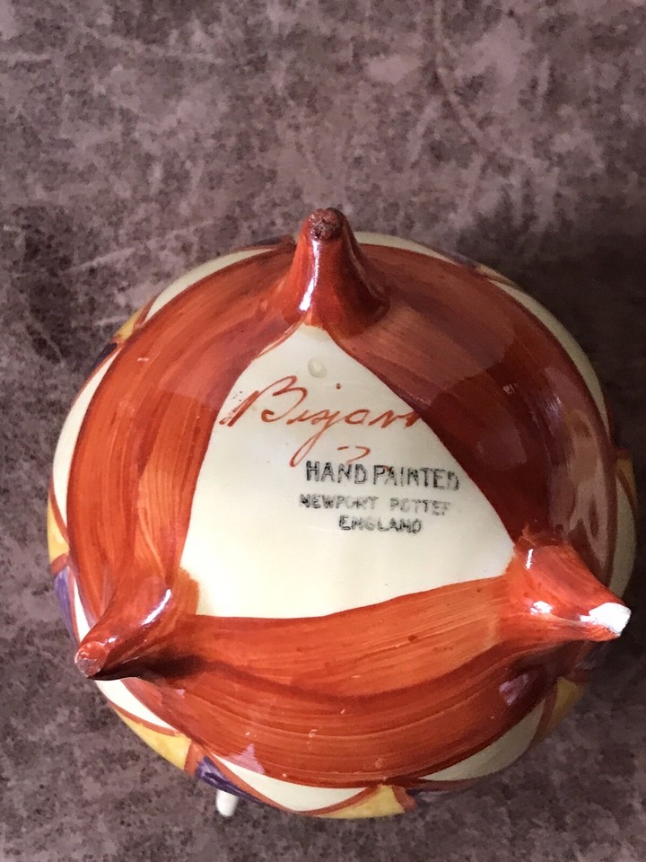 A Clarice Cliff Abstract Small Cauldron Bowl Hand Painted Bizarre | eBay UK