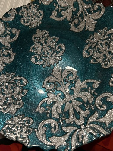 Arda turkish glassware turquoise and silver bowl | eBay