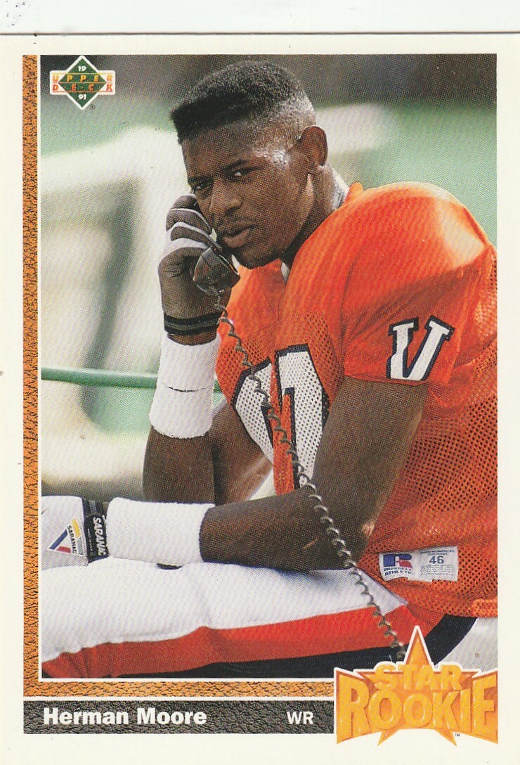 FREE SHIPPING-MINT-1991 Upper Deck #17 Herman Moore DETROIT LIONS ...