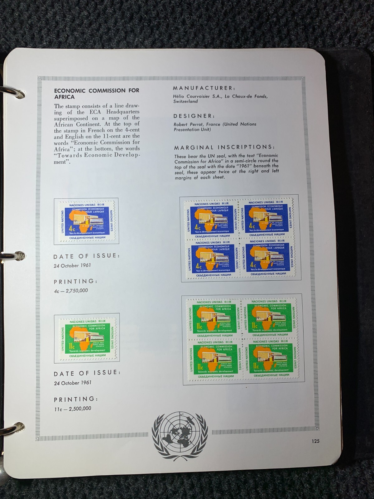 ☆1952-1970☆ 287 Pg UNITED NATIONS STAMP ALBUM Uncancelled Stamp ...