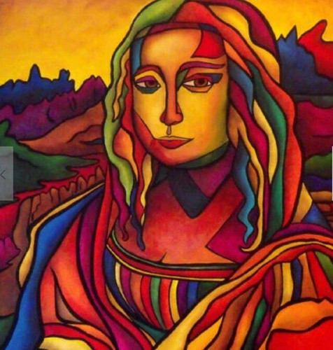 Large Oil Painting Colorful Mona Lisa on canvas Handmade modern art ...