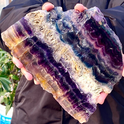1.98LB Natural and Beautiful Rainbow Fluorite Crystal Piece Original ...