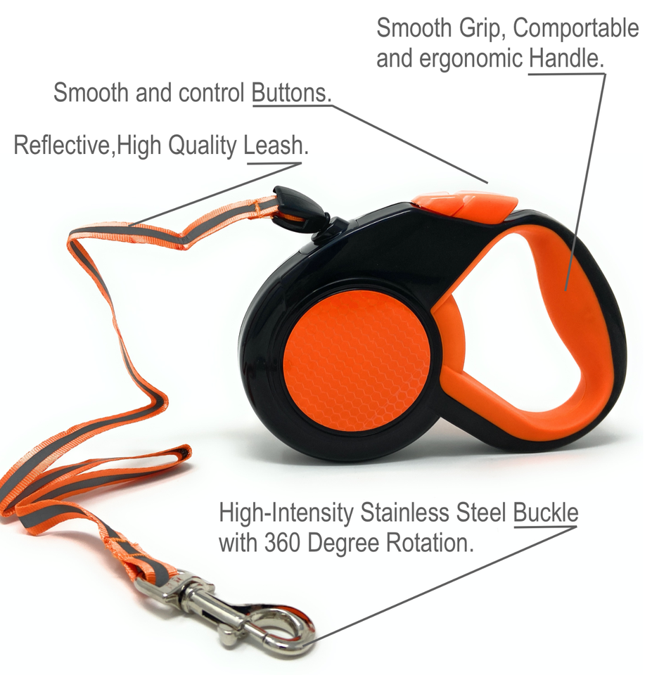 16.5FT Automatic Retractable Dog Leash Pet Collar Automatic Walking ...