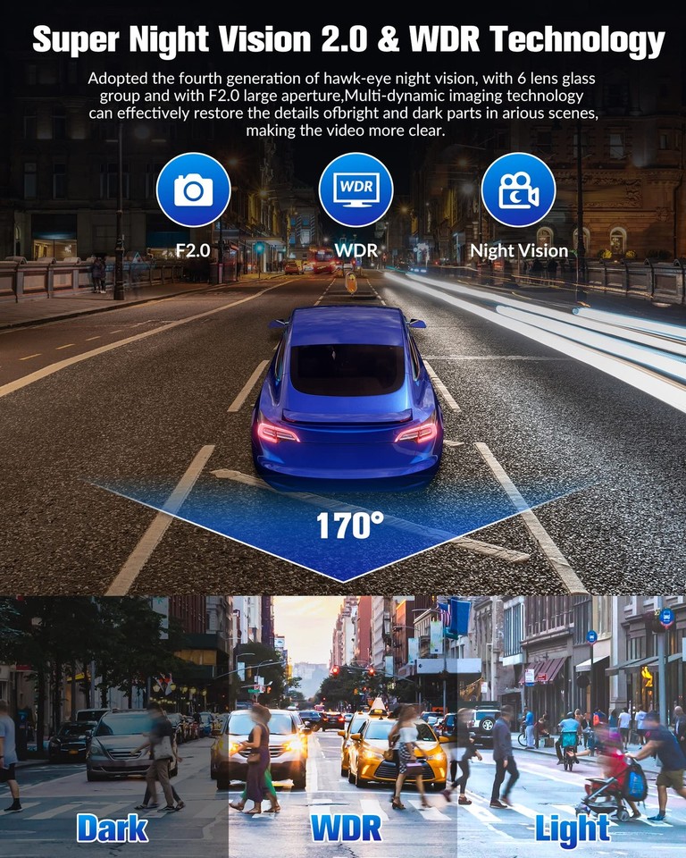 Dash Camera for Cars,4K Full UHD Car Camera Front Rear with 32GB Card ...