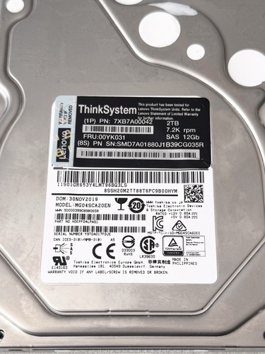 Lenovo 2TB 00YK031 ThinkSystem 7XB7A00042 3.5" 7.2KRPM 12GB/s | eBay