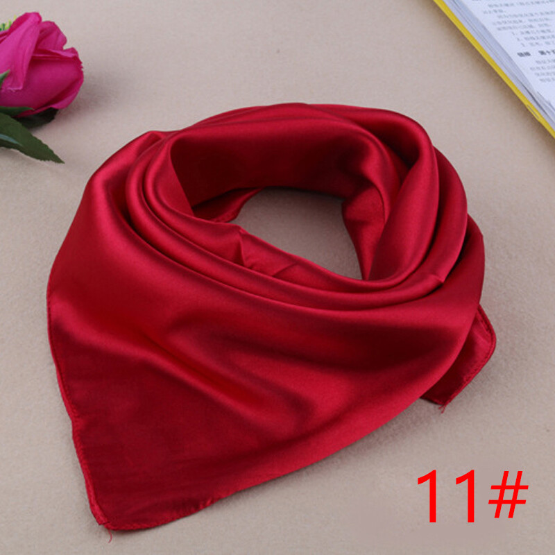 Women Plain Soft Silk Square Scarf Bandana Neckerchief Head Neck Wrap ...