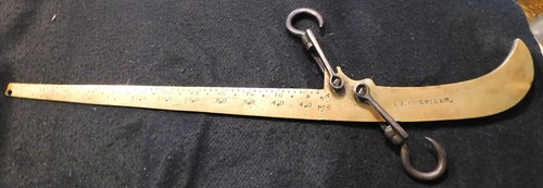 Dated 1842 A.B. Colville Large Brass + Iron Steelyard Beam Type Scales ...