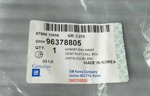 Original GM/Chevrolet - 96378805 Gasket Manifold Aveo / Kalos Nubira ...