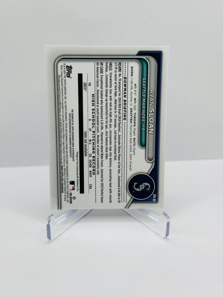 2024 Bowman Draft Chrome Ryan Sloan Mariners 1st Auto | eBay