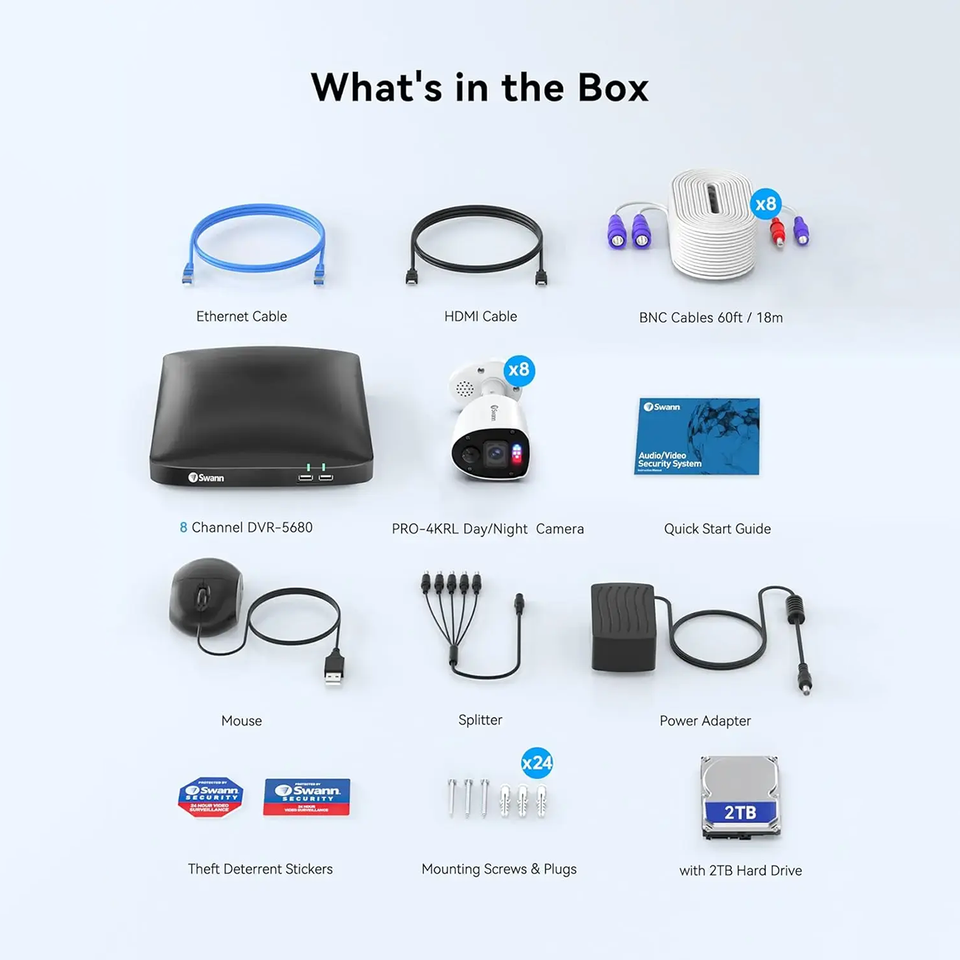 Swann Home 8-Camera 4K UHD DVR-5680 2TB HDD Security System SWDVK ...