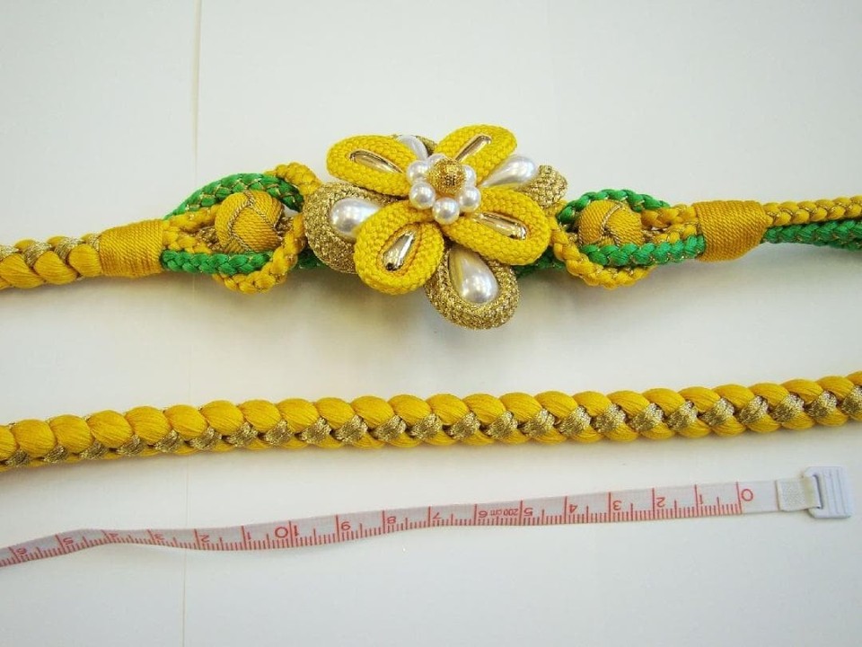 Chirimen Silk Obiage & Obijime Set Unused Kimono Accessories Pure Silk ...