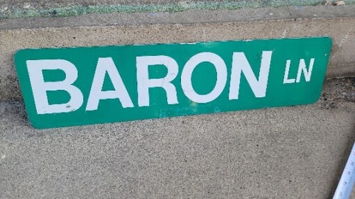Baron Lane Metal Street Sign Green 6" X 18" Vintage Reflective RARE ...