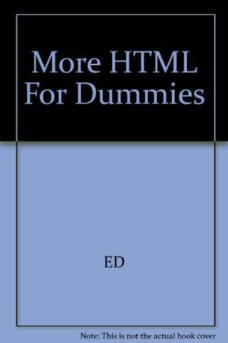 More HTML For Dummies - Paperback By Tittel, Ed - GOOD 9781568849966| eBay