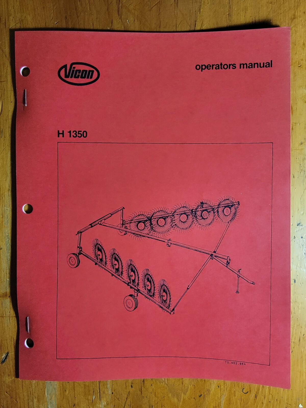 Vicon H1350 Ten Wheel Rake Owner's Operator's Manual 70.002.864 + Parts ...