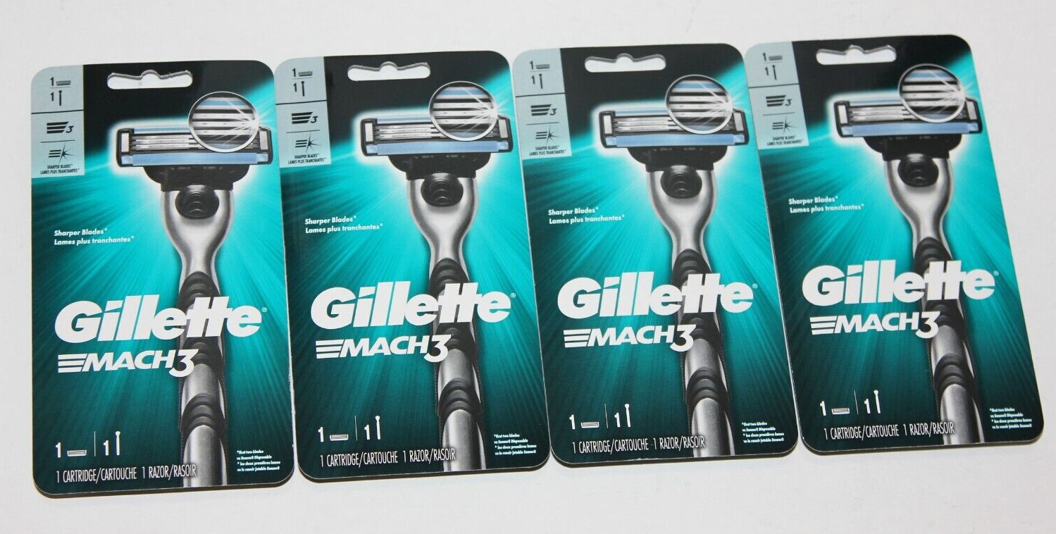 LOT (4) GILLETTE MACH 3 RAZORS SHARPER BLADES CARTRIDGE RAZORS | eBay