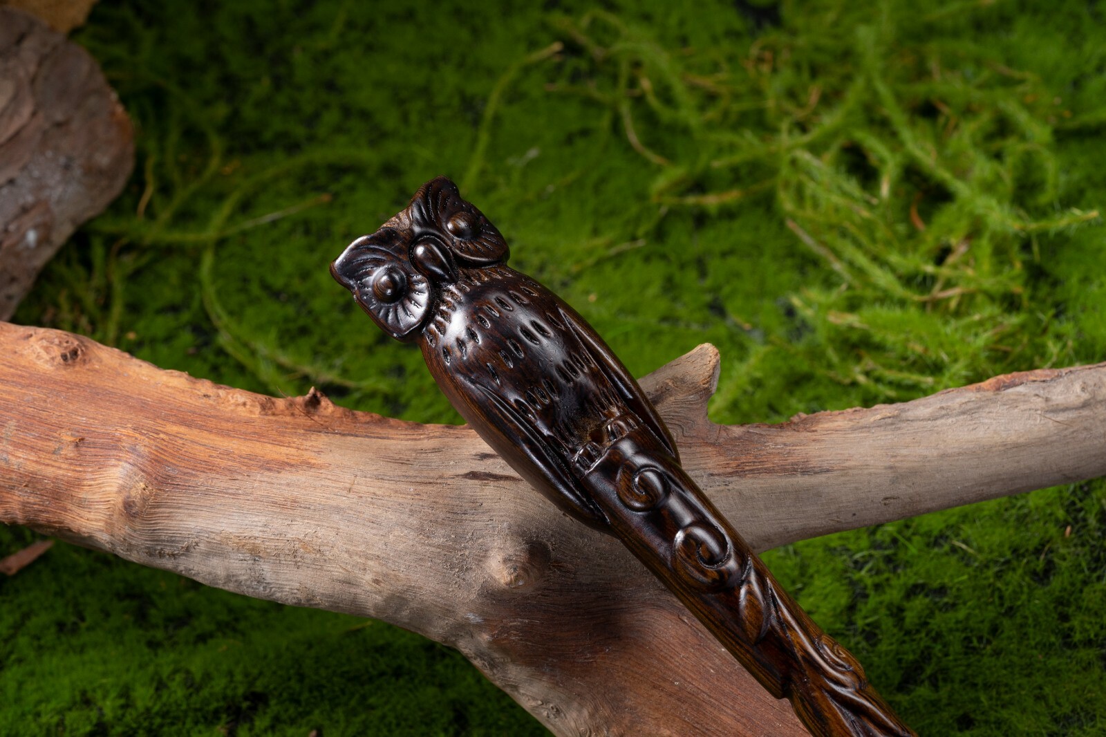 Handicraftviet Hand Carved Owl Wooden Magic Wand /Wizard Wand Real Wood ...
