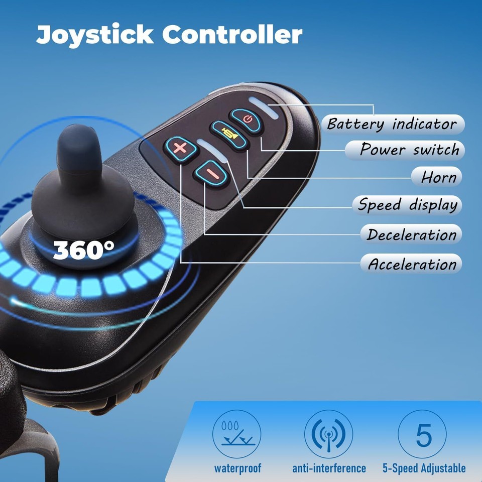 Foldable Electric Wheelchairs Adult or Senior 360° Joystick and ...