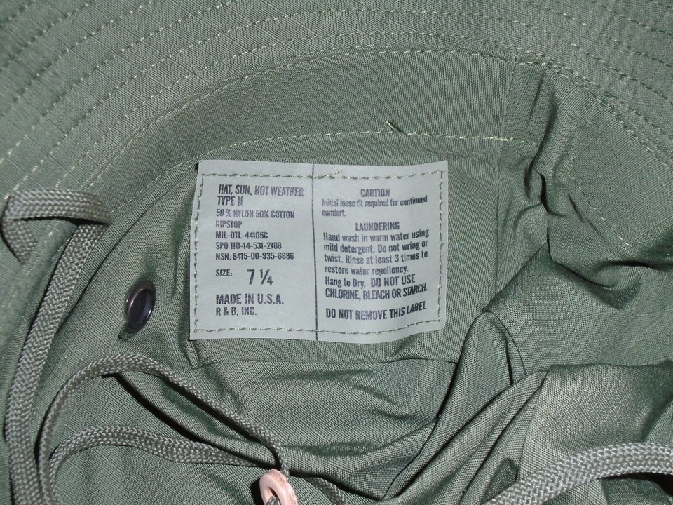 USGI OD Green Hot Weather Type II Ripstop Jungle Boonie Sun Hat Cap All ...