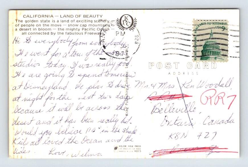 Hello From California Multi View Postcard, Surfer, Highways, Skiing ...