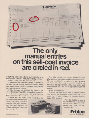 1968 Friden 5610 Computyper: Only Manual Entries Vintage Print Ad | eBay