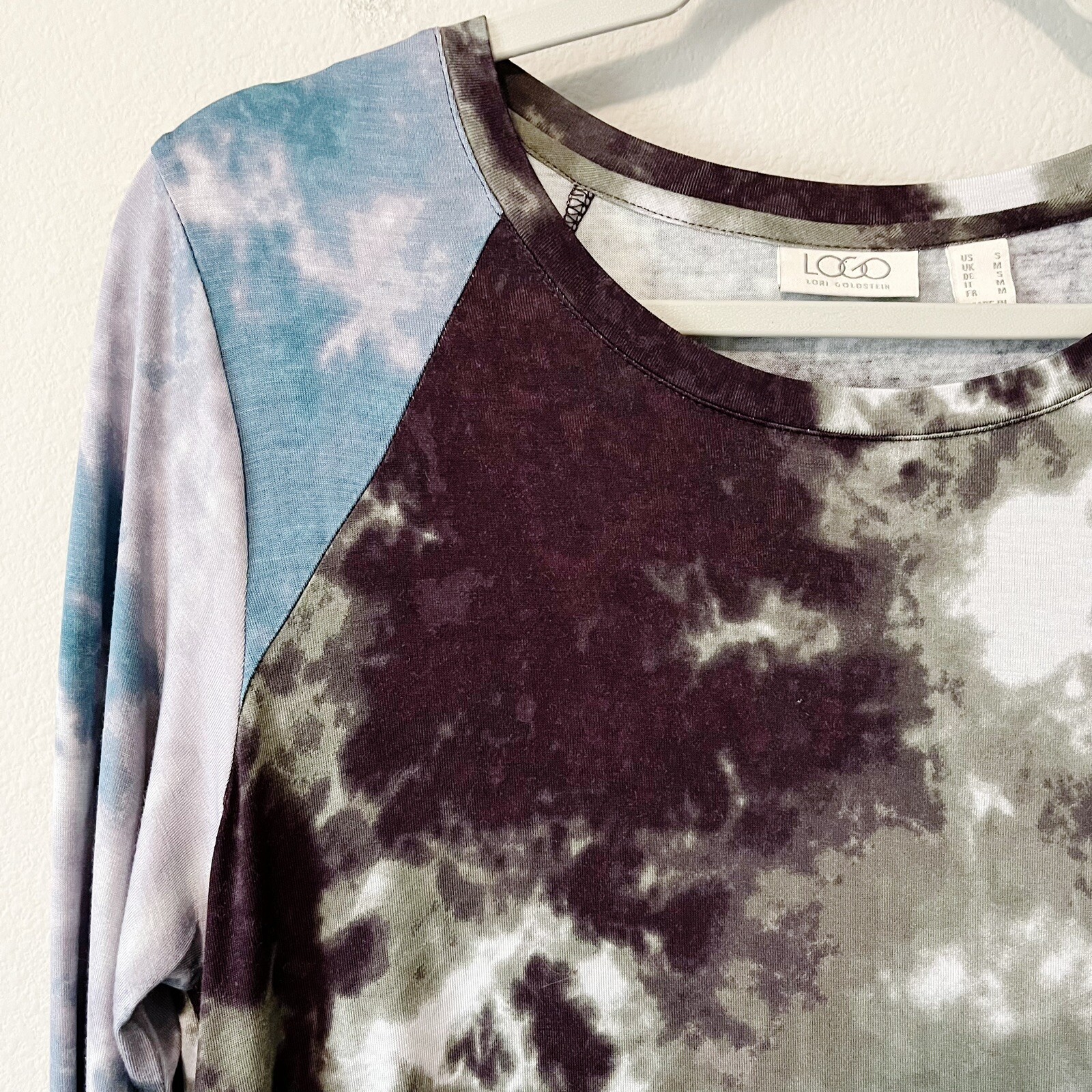 LOGO by Lori Goldstein Colorblock Tie Dye Print Long … - Gem