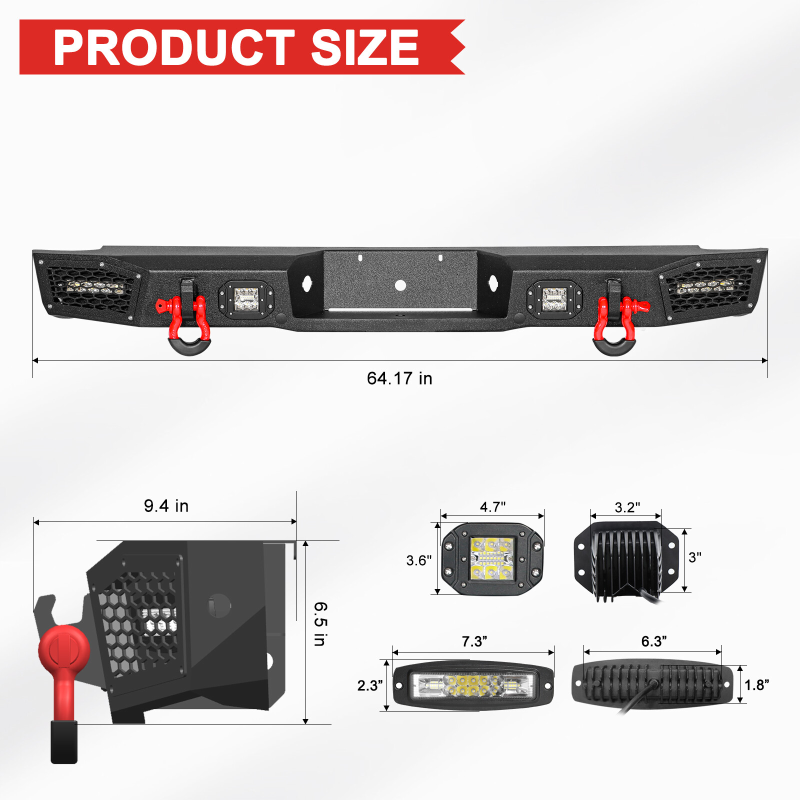 Fit 1998-2011 Ford Ranger Front or Rear Bumper W/Winch Plate & LED ...