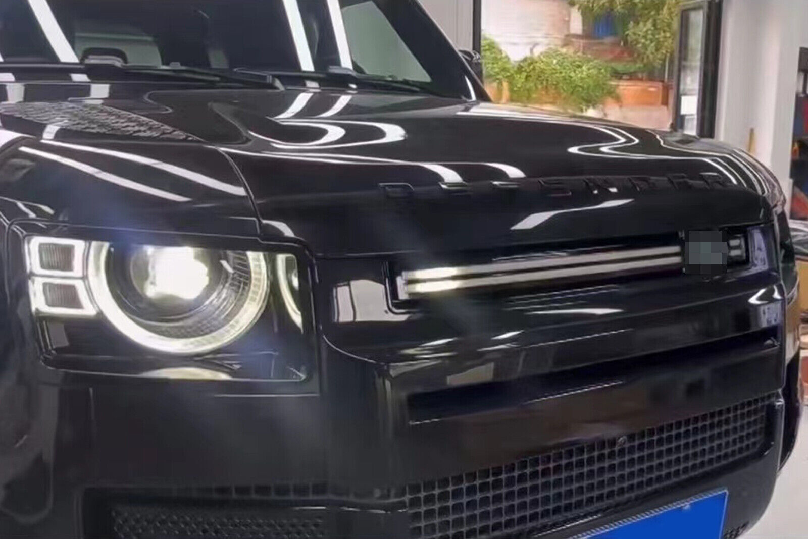 Front Grille Mesh Vent Cover Grille Bar with Light Fit for Defender 90 ...