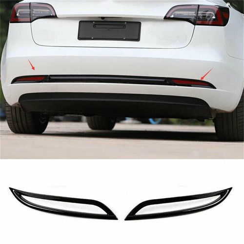 For Tesla Model 3 2017-2022 Gloss Black Rear Bumper Fog Light Frame ...