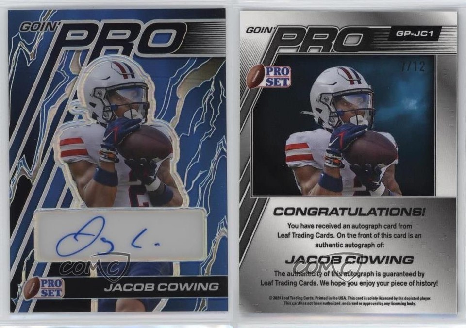 2024 Leaf Pro Set Metal Blue Prismatic 7/12 Jacob Cowing Rookie Auto RC ...