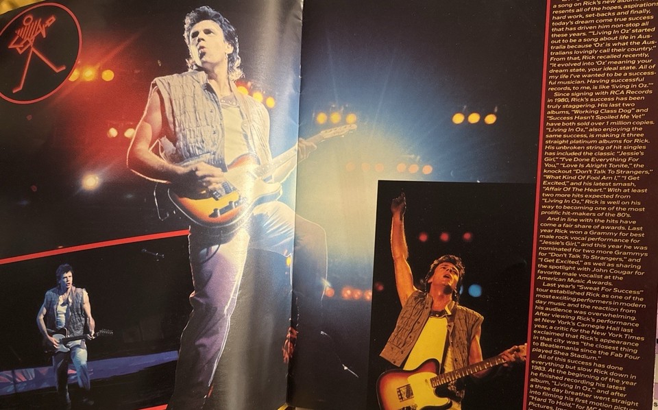 Rick Springfield “Touring in Oz” 1983 Official Tour Program Concert ...